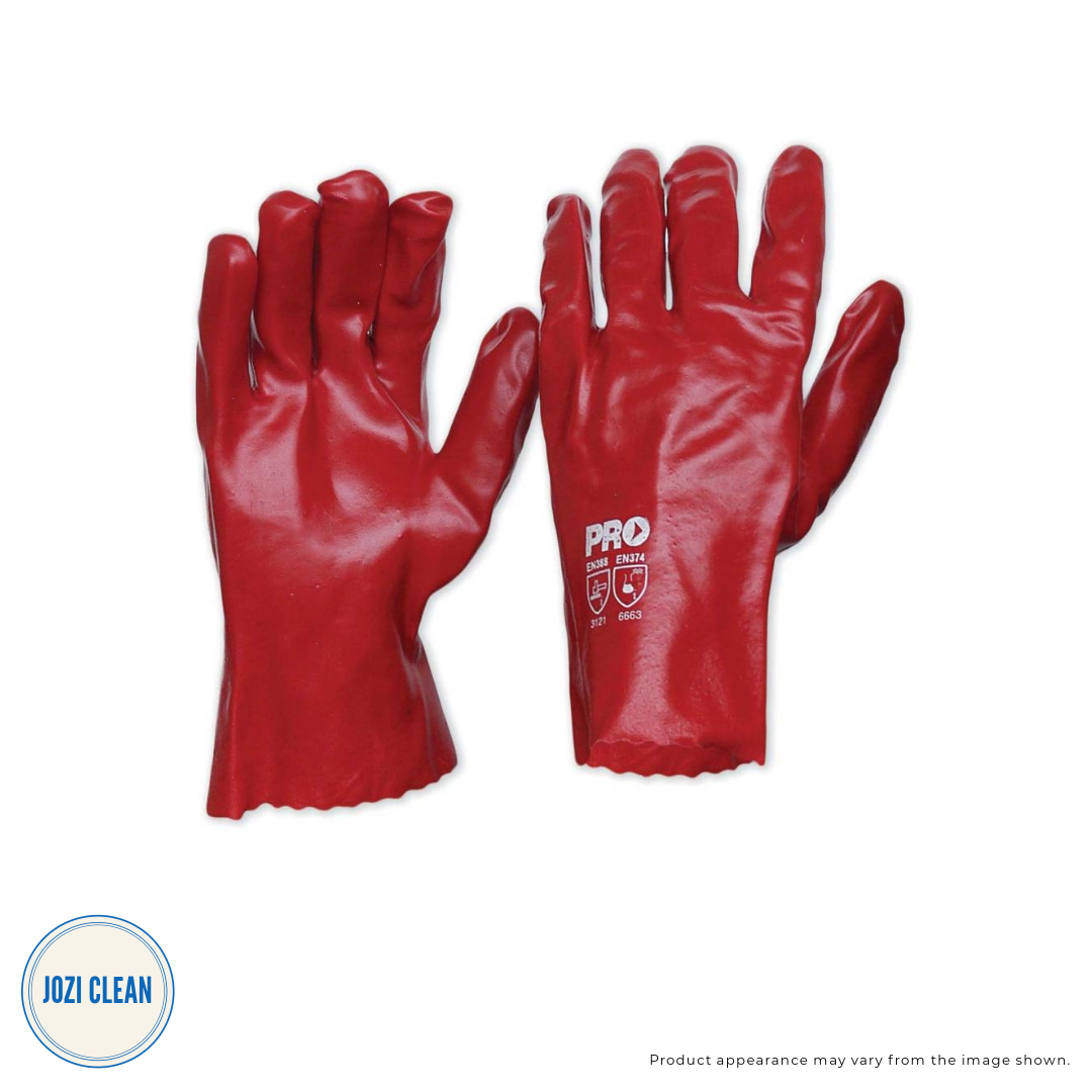 PVC Red Short Gloves – Open Cuff – 27cm (Pair) – JoziClean